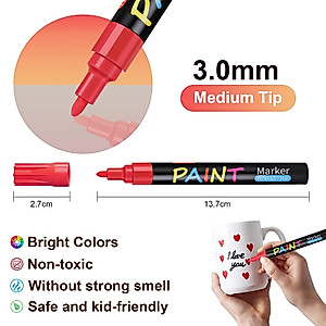 IVSUN Paint Pens Paint Markers, 20 Colors Oil-Based Waterproof Paint Marker Pen Set, Never Fade Quick Dry and Permanent, Works on Rocks Painting, Wood, Fabric, Plastic, Canvas, Glass, Mugs, DIY Craft