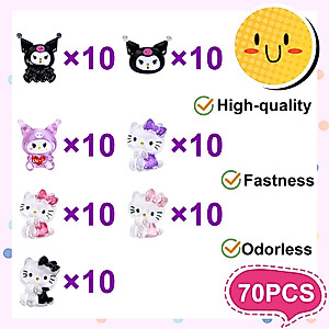 CLTJMM 70 PCS Nail Charms,Kawaii Nail Charms Hello Kitty Nail Charms 3D Slime Charms Nail Art Charms Cute Cartoon Flat Back Resin Charms for Nail Art Decoration Supplies