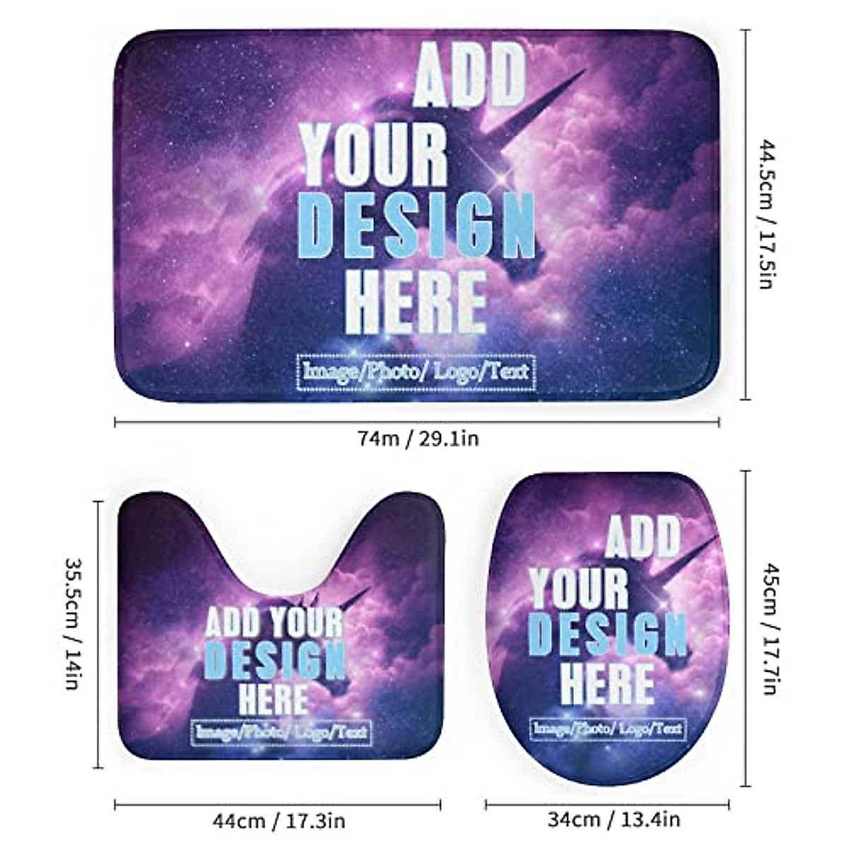 Mfiwrky Custom Shower Curtain Set, Personalized Shower Curtain 72 x 72 Inch Add Your Photo Text Logo Bathroom Set 4Pcs, Customized Shower Curtain Sets with Rugs 4Pcs Gifts for Boys Girls Men Women