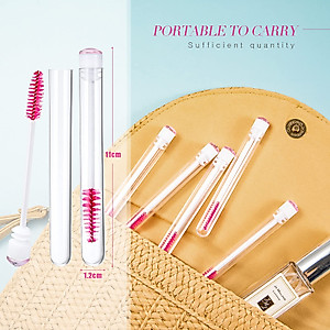 80 Pieces Disposable Mascara Brushes Tubes Set, 40 Pieces Empty Mascara Wand Tube with 40 Pieces Eyelash Brush Makeup Tool for Eyelash Extension(Pink Eyelash Style)