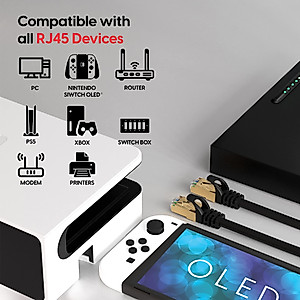 TalkWorks Network Cable Compatible w/Nintendo Switch OLED - 10 ft/3 m Long, Cat7 RJ45 Ethernet Cable-Fast Transmission for Stable Internet Connection & Gaming-Durable Cable for Multiplayer Games