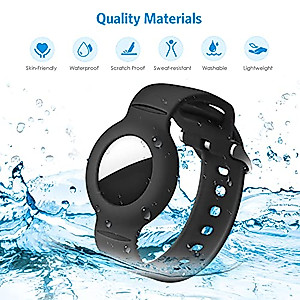 AMIR AirTag Wristband Kids(2 Pack) - Soft Silicone Air tag Bracelet for Kids - Adjustable Anti Lost Watch Band Compatible with Apple Air tag for Toddler Child (Black&White)