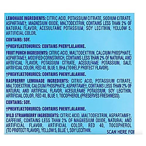 Crystal Light Sugar-Free, Lemonade, Fruit Punch, Raspberry Lemonade and Wild Strawberry On-The-Go Powdered Drink Singles Mix Variety Pack, 60 Count, Each Packet Dissolves into any 16.9 oz