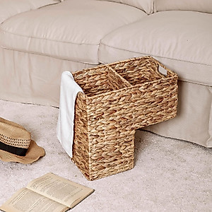 Synovana Stair Basket Water Hyacinth Storage Basket Handwoven Wicker Storage Basket Rattan Storage Organizer for Bedroom Living Room Laundry Room