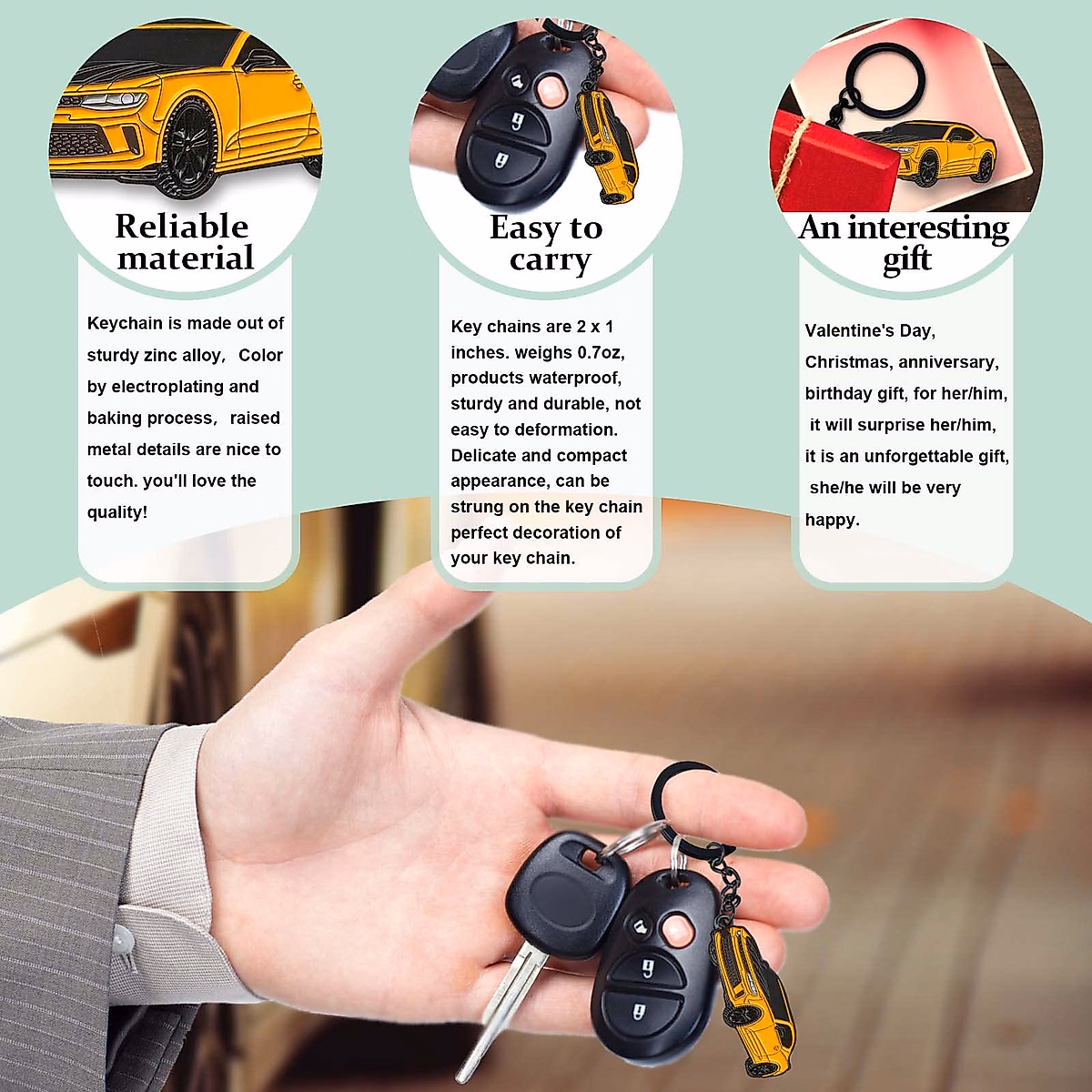 glahorse For Chevy Camaro Keychain，For Chevy Camaro Accessories 2010-2020，Metal Keychain (Yellow)