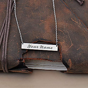 Love Wind Long Bar Necklace Personalized Cobi Nameplate Monogram Initial Necklace for Women