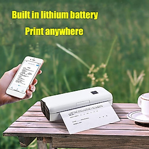 TIKATARER Portable Printers wirelesss for Travel, A4 Thermal Printer Thermal Printer Inkless Printer bluetooths Rechargeable Portable Inkless Thermal Printer for Home School Office