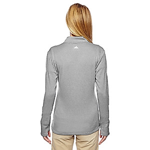 adidas Women's Brushed 1/4 Zip Jacket, Mid Grey Heather/Black, Medium