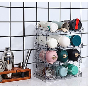 PEFWO Water Bottle Organizer, Stackable Cup Organizer for Cabinet, Water Bottle Holders for Kitchen Countertop, Tabletop, Pantry, Refrigerator -2 Packs, Hold 6 Bottles