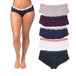 Emprella Cotton Underwear Set for Women, 5 pcs Pack Seamless Women's Underwear, Cheeky Hipster Panties, Solid Bliss, Medium