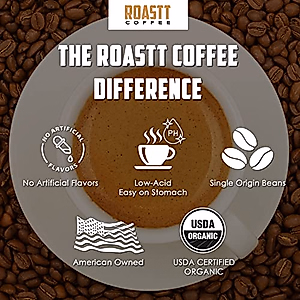 Coconut Coffee | Toasted Coconut Ground Coffee | Gourmet Medium Roast Organically Flavored Coffee Ground | Caffeinated Organic Toasted Coconut Coffee - 12 Ounce Roasted Flavored Coffee Grounds by Roastt Organic