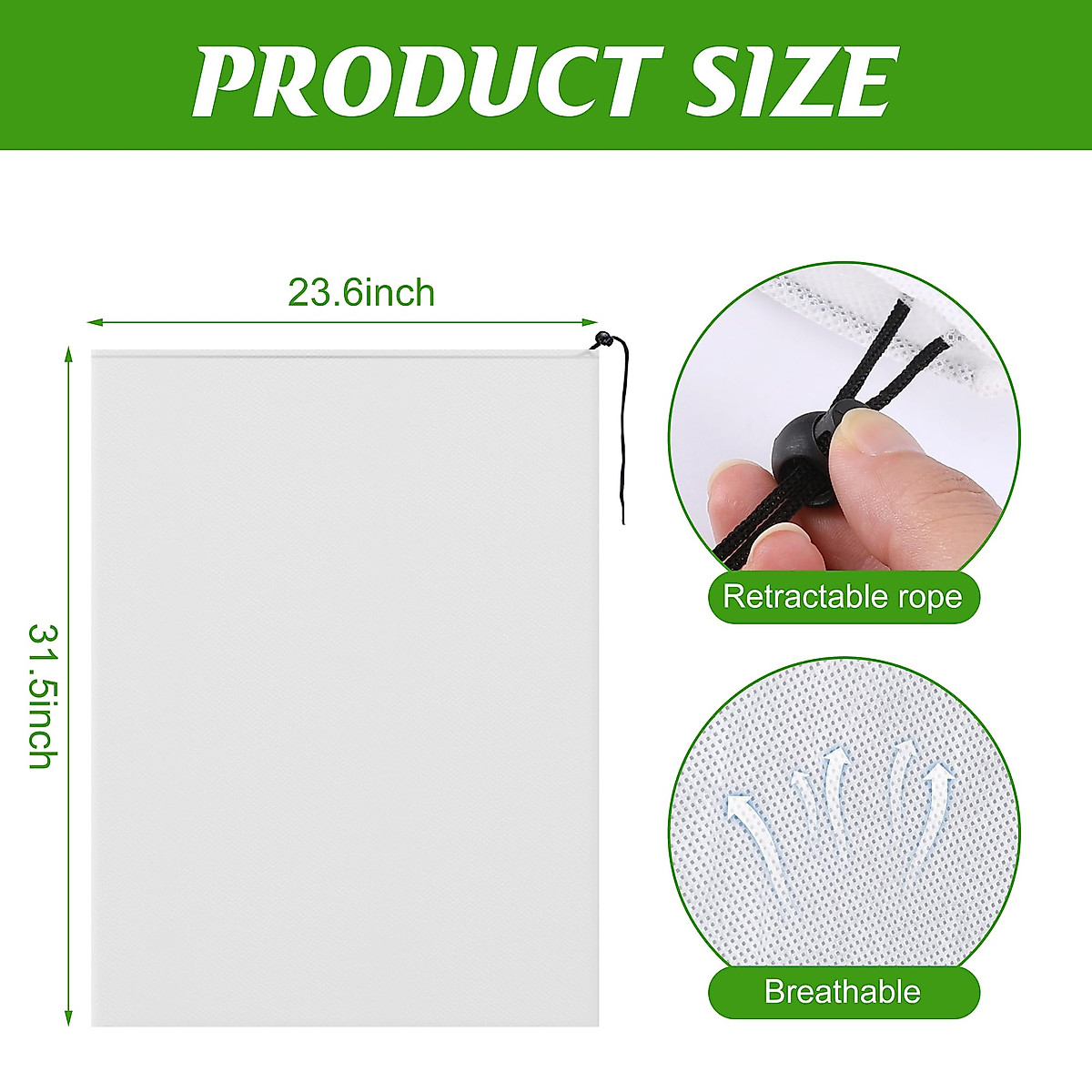 Alpurple 4 Packs Winter Drawstring Plant Covers-23.6 x 31.5 Inch Warm Plant Protection Cover Bags, Frost Cloth Blanket Protecting Fruit Tree Potted Plants from Freezing Animals Eating