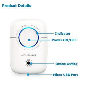 ZHIYU Plug in Air Purifier for Home, Ozone Generator Air Ionizers 100mg/h Portable Size Air Cleaner for Bedroom, Kitchen and Office