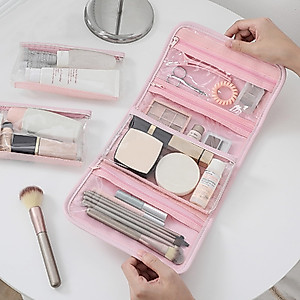 Travel Toiletry Bag for women, Toiletry Bag Travel Bag Clear Makeup Bags Organizer Toiletries Bag for Travel Multipurpose Travel Makeup Train Case Portable Cosmetic bag with Detachable Waterproof