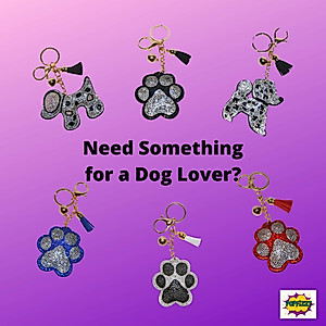 Popfizzy Red Paw Print Keychain for Women, Bling Backpack Keyrings, Cute Dog Purse Charms, Rhinestone Gifts for Dog Lovers