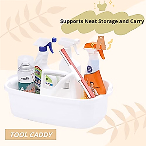 Hioffice Cleaning Supplies Caddy, Shower Caddy, Cleaning Tote Supply Organizer with Handle, Plastic Shower Caddy for Cleaning Products, Large Cleaning Caddy (white, 1)