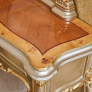 MARURY 47" Light Luxury Makeup Vanity Dressing Table, European Retro Solid Wood Make-up Table with Make-up Stool, Vintage Vanity Table with Mirror, for Bedroom,Entryway, Hallway, Living Room