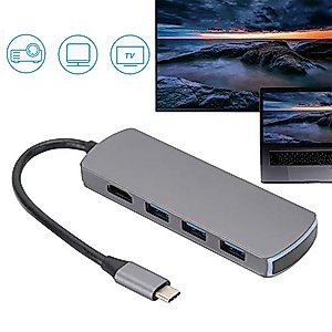 UBS Hub Extension, 6 in 1 USB3.0 Adapter Type C Multi‑Port USB C Expander Dock, to HDMI 4K Adapter Cable for Chrome Operating System/Windows7/8/10/XP/Linus/Vista