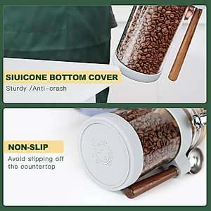 MR.BLACAT KKC Home Accents Clear Visible Glass Coffee Storage Jars with Bamboo Clamp Lid, Airtight Canister for Sugar,Salt,Coffee Beans,Loose Leaf Tea,Nuts,Pantry Organization – 50 Fl. Oz,Purple