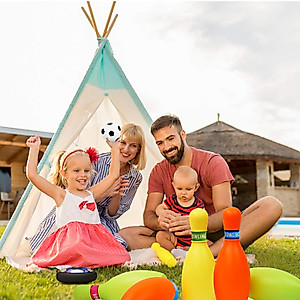 Hover Soccer Ball Set for Kids, 4-in-1 Hover Hockey Bowling Set, Rechargeable Floating Air Soccer Ball w/Led Lights for Indoor Outdoor Sports Game Toys Gifts for Kids Boys Girls Ages 3 4 5 6 7 8-12