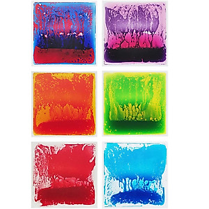 Art3d 6-Tile Sensory Room Tile Multi-Color Exercise Mat Liquid Encased Floor Playmat Kids Play Floor Tile, 19.7" Large Tile 16 Sq.Ft