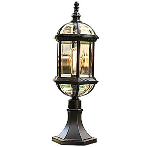 ZZYJYALG European Luxury Glass Post Light IP54 Outdoor Waterproof E27 Garden Light Aluminum Alloy Retro Lantern Home Villa Hotel Pillar Light Courtyard Aisle Street Lamp
