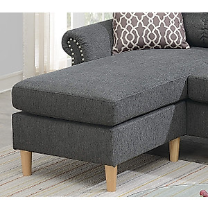 Poundex 2 Piece Reversible Sectional, Slate