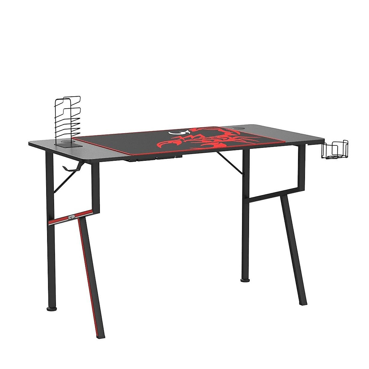 EE EUREKA ERGONOMIC Gaming Desk 47 Inch, Small Gaming Computer Desk Table for Small Space Gamer Desk with Mouse Pad Headset Hook Cup Holder Controller Stand, Black