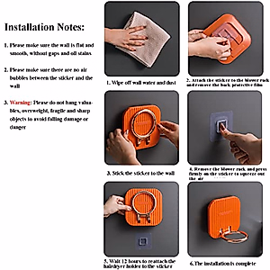 CARURLIFF Foldable Hair Dryer Rack Wall Mounted Blower Storage Holder Blow Dryer Wall Hanger for Bathroom (White)