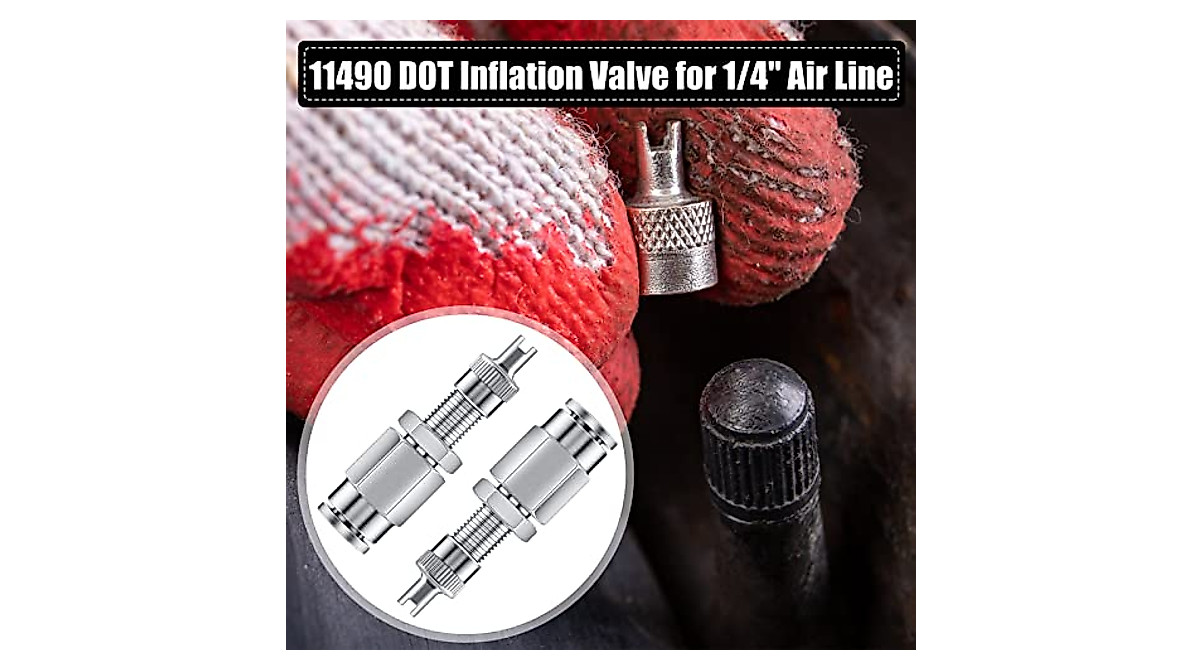 4 Pieces Inflation Schrader Valve for 1/4 Air Line with 1 Warning ...