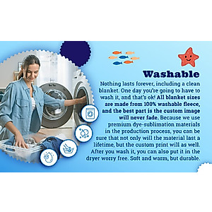 Personalized Fleece Blanket - Custom Throw Blankets for Adults Men Women Kids - Nautical Theme Navy Blue Anchor (Baby/Pet 30"x40")