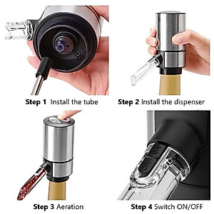 CorporateGiftPro Electric Wine Aerator and Decanter, Pump Dispenser Set, Smart Wine Dispenser, Best Wine Gifts (Stainless Steel - Battery Operated)