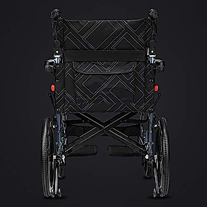 Magnesium Alloy Wheelchair 22lbs Lightweight Portable Travelling Transport Chair with HandBrakes, 16 inch Wheels