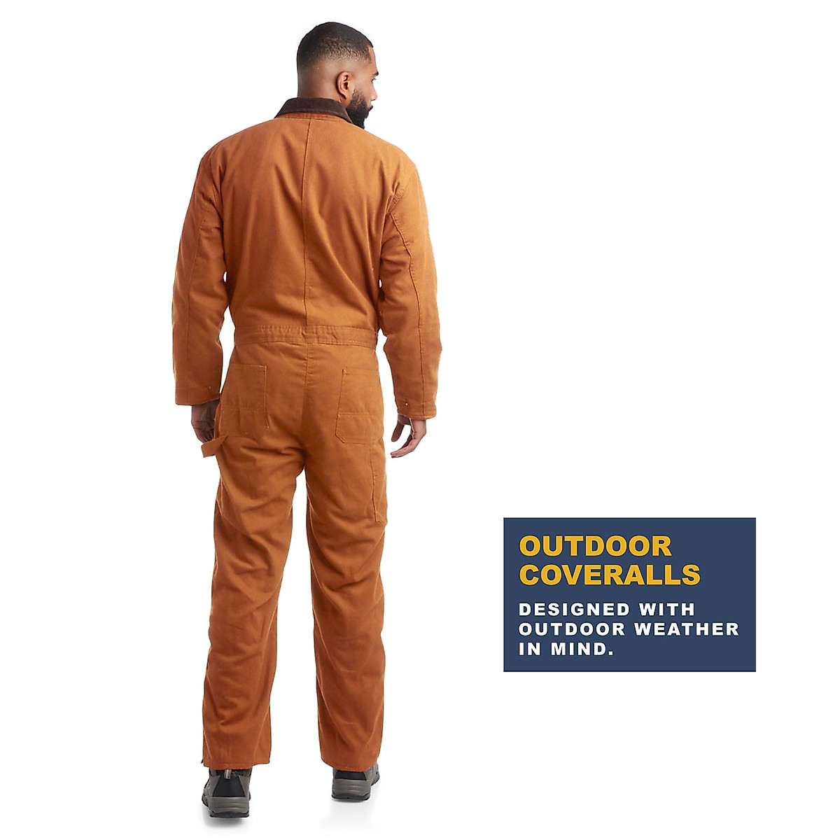 Bass Creek Outfitters Men's Coveralls – Water Resistant Insulated Long Sleeve Duck Canvas Jumpsuit (Sizes: M-XXL), Size Large, Wheat