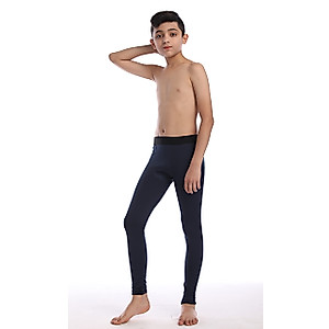 CVVTEE Boys Compression Pants Base Layers Soccer Hockey Tights Athletic Leggings Thermal for Kids… (1black+1navy, 12)