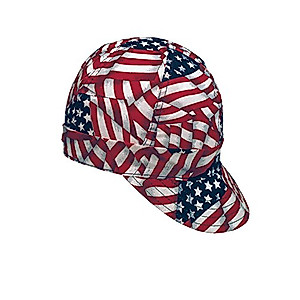 Mutual Industries 00336-00000-0007 Kromer USA Flag Style Welder Cap 7, Cotton, Length 5", Width 6"