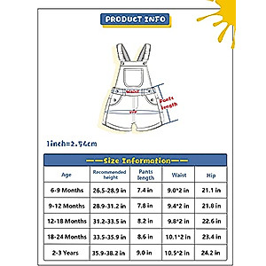 KIDSCOOL SPACE Baby Boy Girl Jean Shorts,Toddler Denim Cute Summer Shortalls,Blue,12-18 Months