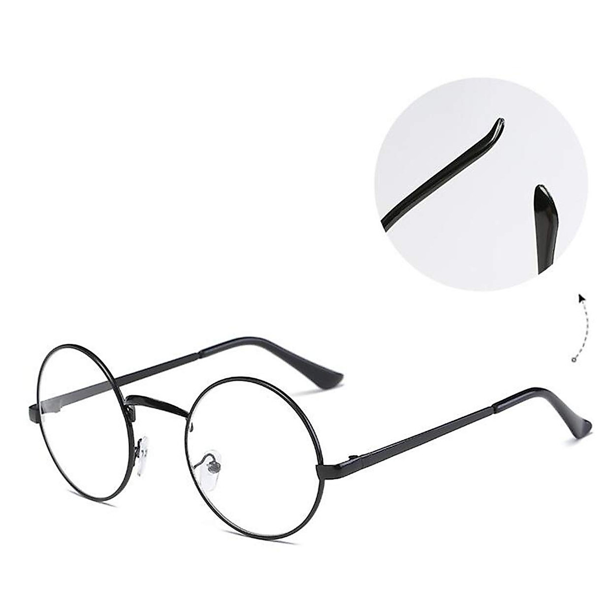 LOVEF Large Oversized Metal Frame Clear Lens Round Circle Vintage Eye Glasses 5.4 * 2inch (Black)