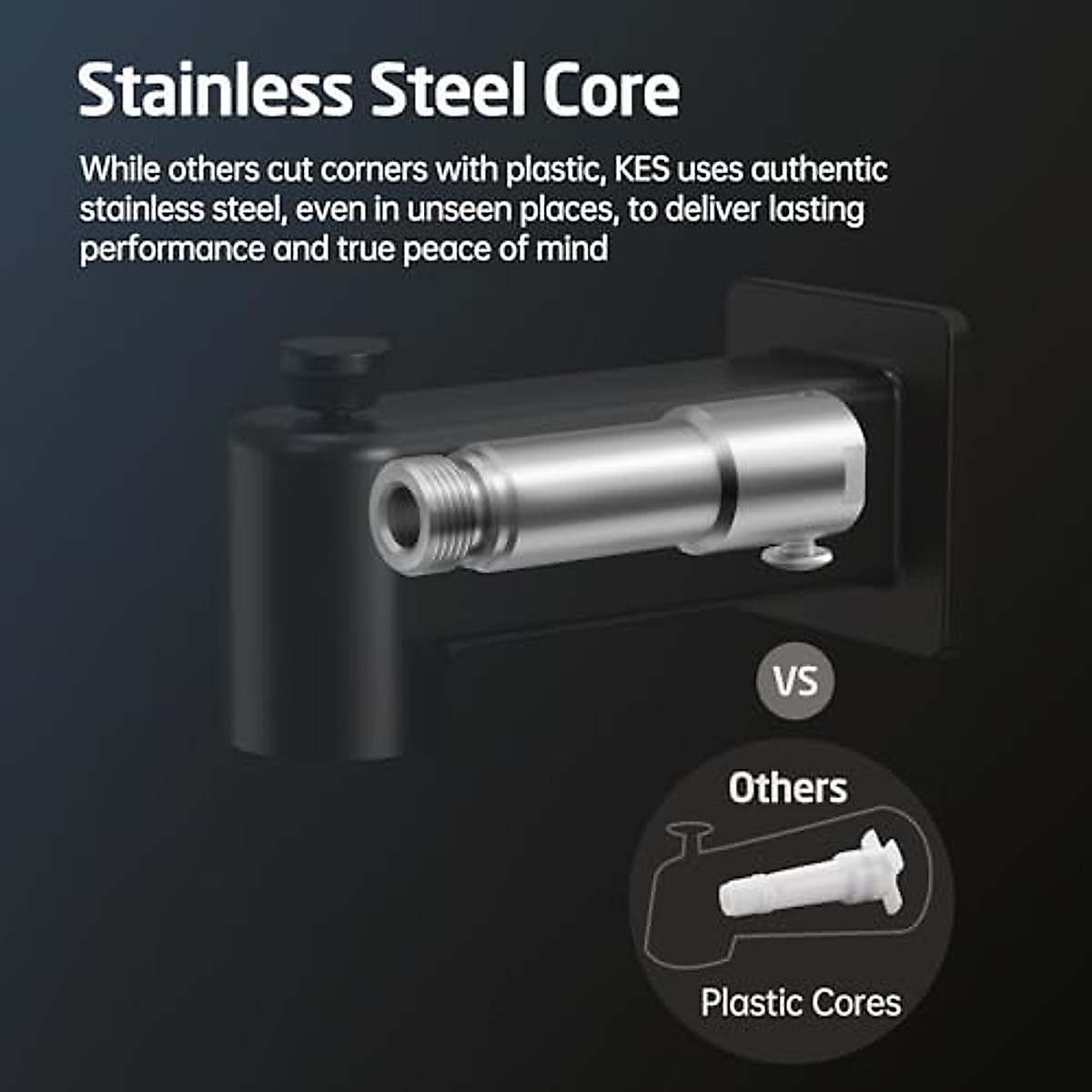 All Metal Tub Spout with Diverter, KES 5-3/8 Inch Bath Tub Faucet Replacement with Stainless Steel Extension Nipple, Black Shower Slip-on Bathtub Faucet for 1/2 Inch Copper Pipe, PTSN300-BK