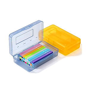Mr. Pen- Pencil Box, 2 Pack, Assorted Colors, Crayon Box, Pencil Boxes, Pencil Box, Yellow & Blue, Plastic Pencil Box Case, Pencil Case, Crayon Box, Pencil Case for Kids