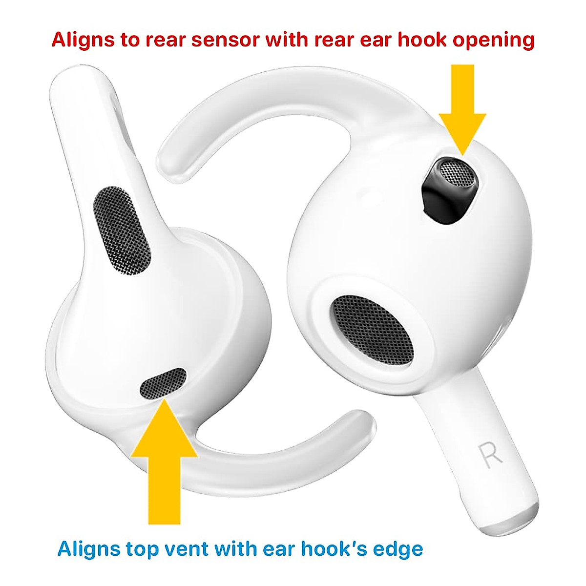 CharJenPro Patented Ear Hooks for AirPods Pro and AirPods 3 (3rd Generation). Stays in Ears, Ultra Comfortable, Covers Never Falls Off. (White & Translucent)