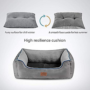 Bedsure Small Dog Bed for Small Dogs Washable - Cat Beds for Indoor Cats, 20 Inches Rectangle Cuddle Puppy Bed with Anti-Slip Bottom, Grey