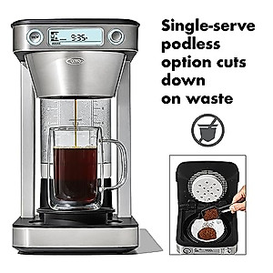 OXO Brew 12-Cup Coffee Maker With Podless Single-Serve Function,Silver