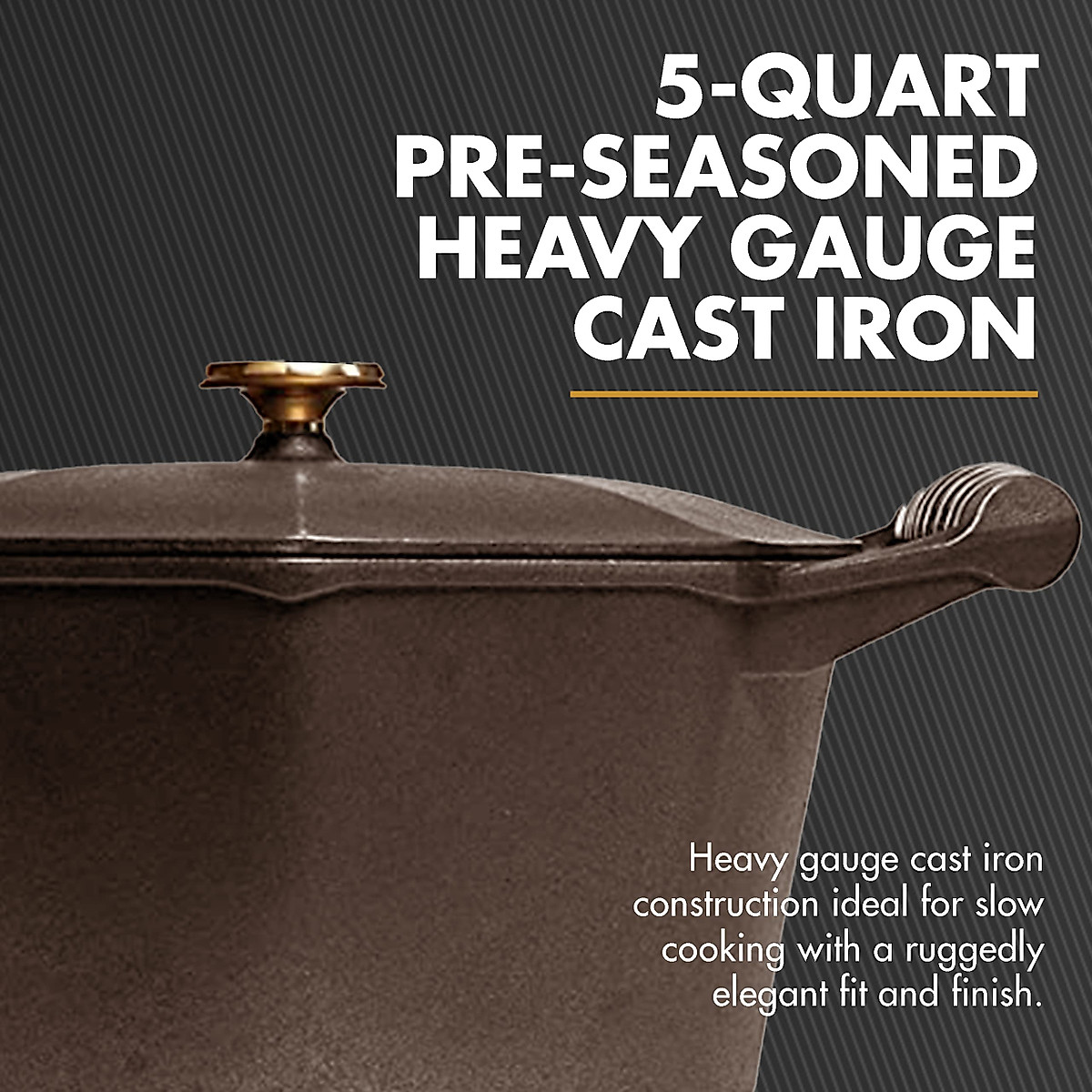 FINEX 5-Quart Cast Iron Dutch Oven, Modern Heirloom, Handcrafted in the USA, Pre-seasoned with Organic Flaxseed Oil