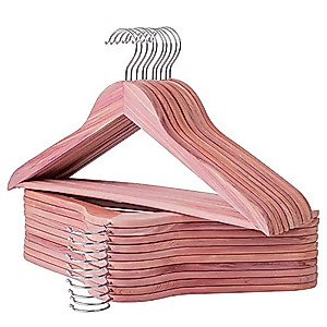 American Red Cedar Hangers 30 Pack, Wooden Suit Hangers with 360° Swivel Hook, Smooth Surface Slim Cedar Wood Coat Hangers, Great for Refresh Closet