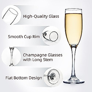 UMEIED Classic Champagne Flutes Set of 12, 6 Oz Elegant Stemmed Crystal Clear Champagne Glasses Sparkling Wine Glass for Wedding Anniversary Birthday Christmas