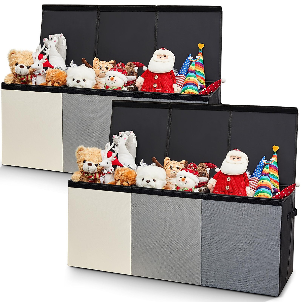 Patelai 2 Pcs Extra Large Toy Box Large Toy Box Chest Collapsible Sturdy Toy Storage Organizer with Lids and Handles Toy Storage Chest for Kids Nursery Room, 38.98 x 12.99 x 15.75''