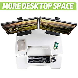 [Upgrade]Eureka Ergonomic V2 Sit To Stand Desk Converter, 36'' Height Adjustable Standing Desk Risers Converters Desktop Stand Computer Workstation Home Office Computer Desk with Keyboard Tray - White