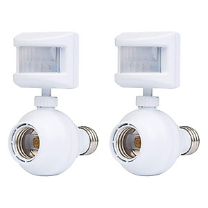 Westek Screw in Motion Sensor Light Socket for Outdoor Lighting, 2 Pack - This Motion Sensor Light Socket Adapter Turns On Lights When Movement is Detected, 20ft Distance - (OMLC163BC)