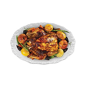 HIC Kitchen Turkey Embossed Serving Platter, Fine White Porcelain, Oversized